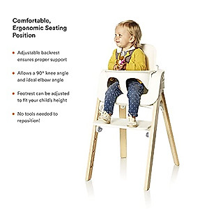 Stokke Steps High Chair - Hazy Grey Legs & White Seat - 5-in-1 Seat System - Includes Baby Set - Suits Babies 6-36 Months - Chair Holds Up to 187 lbs. - Tool Free & Adjustable