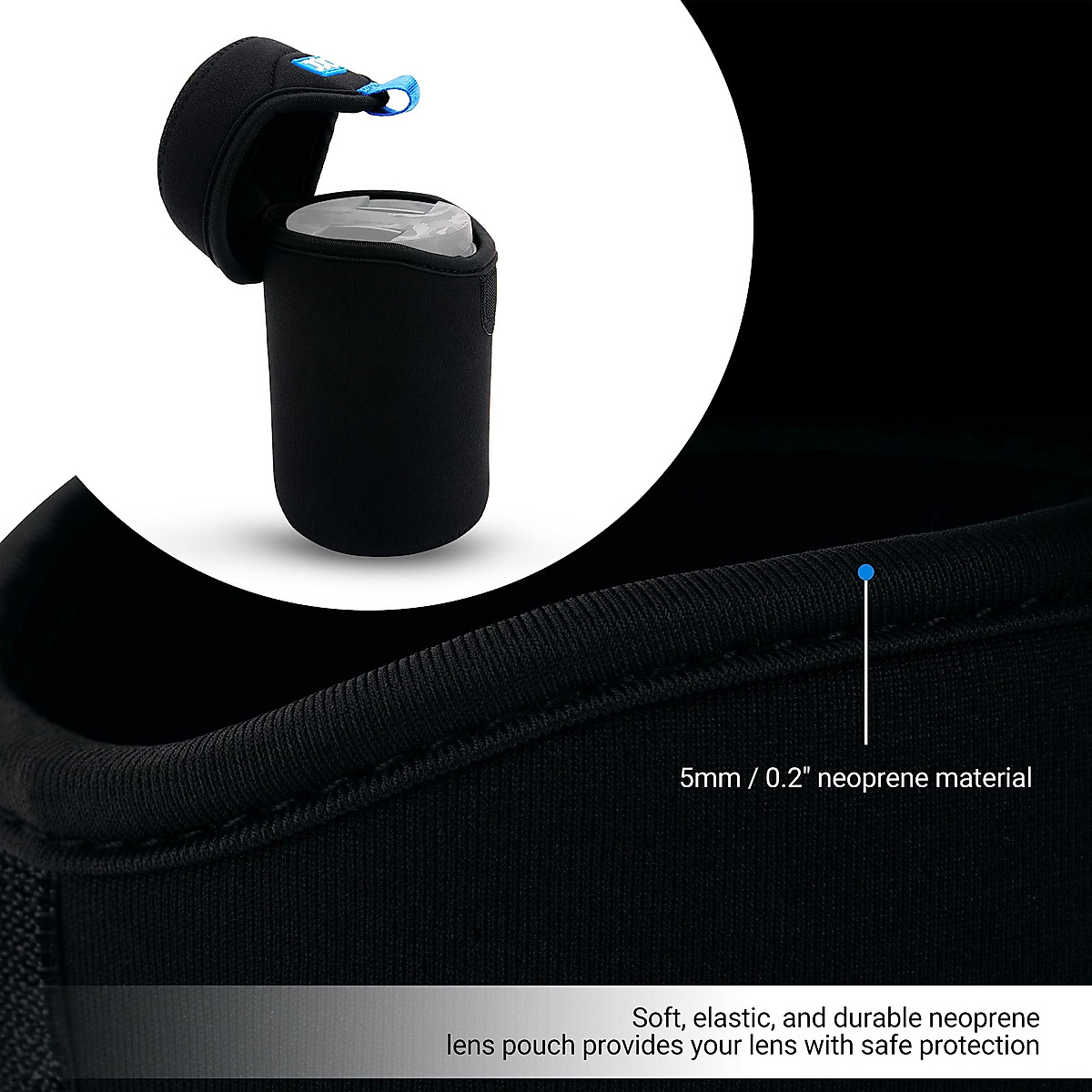 JJC Water Resistant Neoprene Camera Lens Pouch Case, Fold-Over Lens Bag for Mirrorless Lenses Up to 3.1 x 4.6 (D X H) for Canon RF 85mm f/2, Nikon Nikkor Z 85mm f/1.8, Sigma 16mm f/1.4 etc.