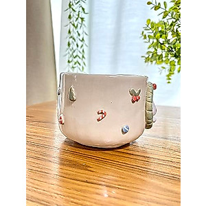 Christmas and the santa cat cup. Handmade ceramic cup, Hand-painted mug, Unique Surprise gift for Christmas or Birthday. Dishwasher and Microwave safe