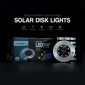 Aogist Solar Ground Lights,8 LED Garden Lights Patio Disk Lights In-Ground Outdoor Landscape Lighting for Lawn Patio Pathway Yard Deck Walkway