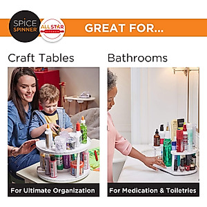 Spice Spinner Two-Tiered Spice Organizer & Holder That Saves Space, Keeps Everything Neat, Organized & Within Reach With Dual Spin Turntables