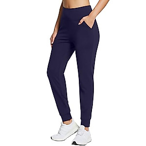 BALEAF Fleece Lined Joggers Women Waterproof Thermal Hiking Pants Sweatpants Track Pants Winter Clothes Running Gear Navy L