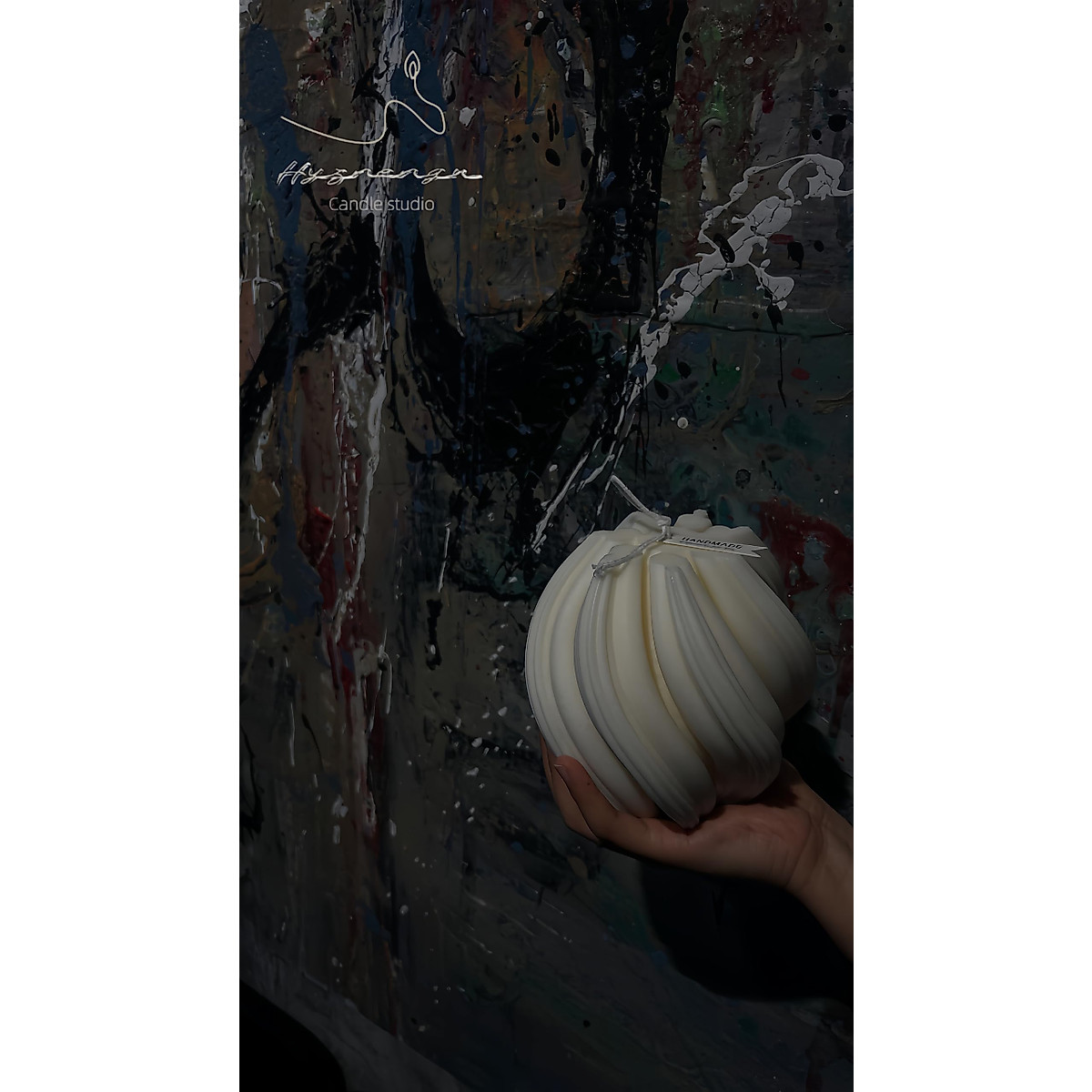 Hyznengu Swirl Candle - White Super Large Handmade Pillar Scented Twirl Soy Wax Candle，Elegant Aesthetic Candle for Women，Housewarming Present，Home Room Shelf Coffee Table Decor Idea Spiral Candle