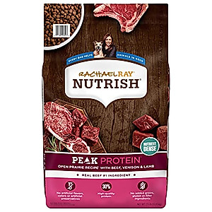 Rachael Ray Nutrish PEAK Natural Dry Dog Food, Open Prairie Recipe with Beef, Venison & Lamb, 23 Pounds, Grain Free (Packaging May Vary)