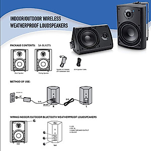 Outdoor Bluetooth Speakers, 5.25" Bluetooth Weatherproof Speakers for Deck Patio Backyard, Pair (Black)