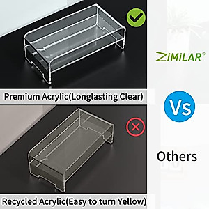 Zimilar Acrylic Monitor Stand Riser, 16inch Clear Acrylic Monitor Riser for Home Office, 2-Tier Clear Monitor Stand Laptop Stand Riser for PC Screen, Printer, Mac Book (2-Tier Acrylic)