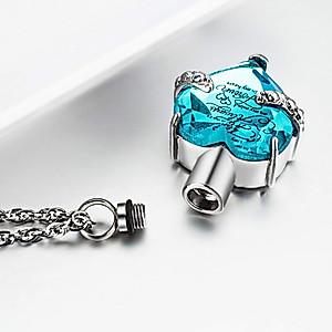 XIUDA Crystal Urn Necklace for Human Ashes Heart Birthstone Memorial Cremation Jewelry Ash Necklace for Women