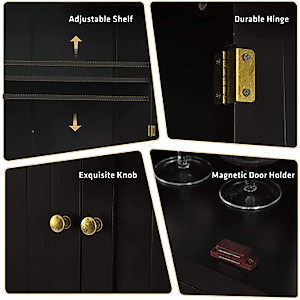 Nightcore, 1 Kitchen, 6ft Cupboard w/ 4 Adjustable Shelves, 2 Wood Pantries, Drawer, Utility Storage Cabinet for Hallway, Living Room, Bathroom, Espresso