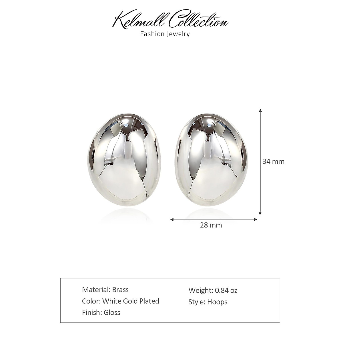 KELMALL Gold Plated Bold Gloss Square Oval Hoop Earrings for Women Chunky Large Geometric Drop Dangle Statement Earrings- Gift Box Packed