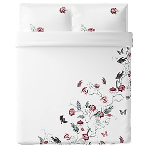 IKEA Jattelilja Duvet Cover and Pillowcases White Floral Patterned Size: Full/Queen (Double/Queen) 804.125.11
