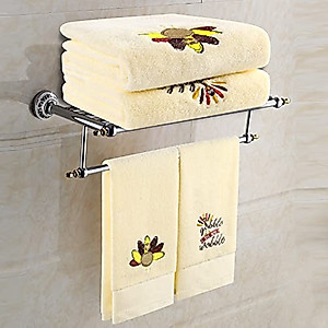 Quera 2 Pack Turkey Thanksgiving Hand Towels Embroidered Premium Luxury Decor Fall Bathroom Decorative Dish Set for Drying, Cleaning, Cooking, Autumn 13.7'' x 29.5'',White,Gobble til You Wobble