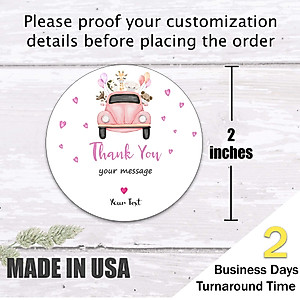 Baby Shower Favors Custom Stickers - Set of 36 Personalized Baby Shower Thank You Gifts Self Adhesive Flat Sheet 2 Inch Round Labels for Drive by Blue Baby Boy Shower Favors Theme (Pink)