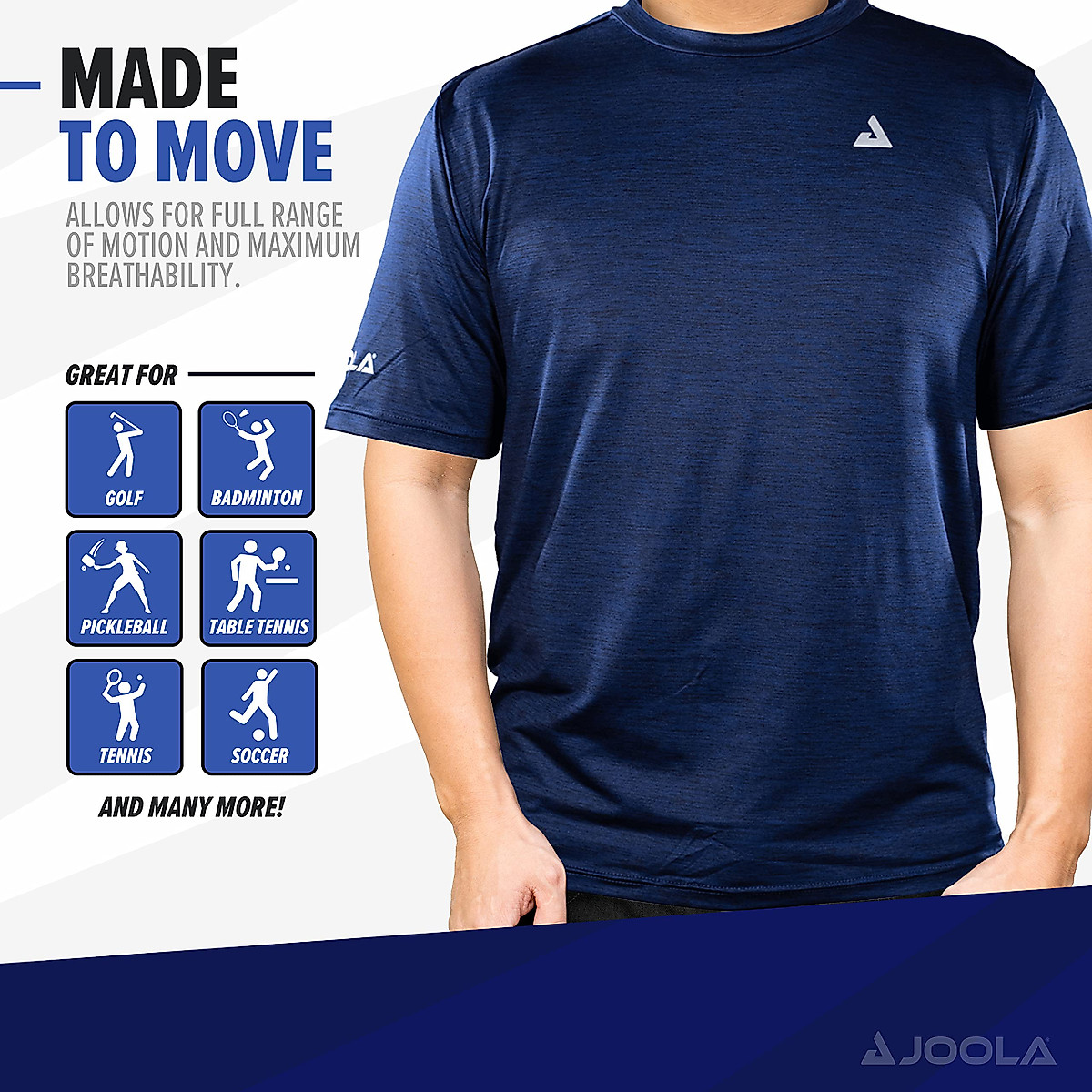 JOOLA Men's Standard T-Shirt, Navy, Extra Small