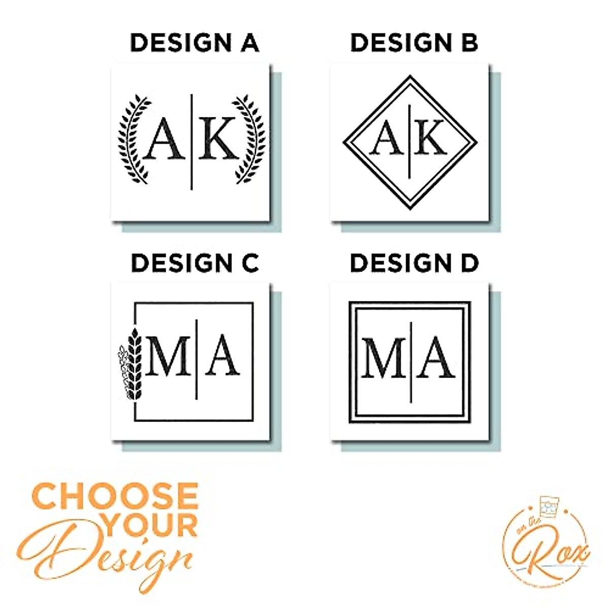 On The Rox Drinks Personalized Whiskey Gifts for Men - 11 oz Engraved Split Monogrammed Whiskey Glass Set of 4 - Customized Cocktail Glass - Bourbon, Scotch, Rocks, Brandy