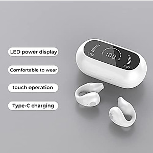 Wireless Ear Clip Bone Conduction Headphones,Wireless Earbuds with Earhooks,HiFi Stereo Surround,with LED Power Display for Gym Running Sports, Outdoor Activities (Black)