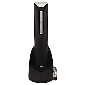 Ozeri Pro Electric Bottle Opener with Wine Pourer, Stopper, Foil Cutter, and Elegant Recharging Stand, Black