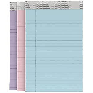 1InTheOffice Legal Pads Narrow Ruled 5x8, Narrow Ruled Note Pad, Assorted Colors, Pastel, 50 Sheets/Pad, 6 Pads/Pack