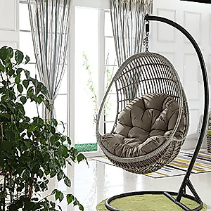 Hanging Basket Hanging Egg Chair Cushions,Indoor/Outdoor Swing Chair Cushion,Waterproof Soft Comfy Hammock Chair Seat Pads Back Cushion,Basket Chair Cushion for Patio Garden (Dark Grey)