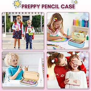 Btffitting Pencil Case,Personalized Pencil Pouch Cute Aesthetic College School Supplies,Large Storage High Capacity Pen Bag Holder Box Organizer Special Cases Gifts for Girls Teens - Beige+Blue,E