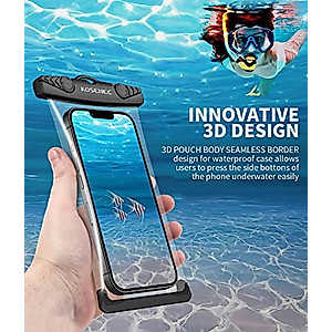KOSENEC Universal Waterproof Pouch, IPX8 Waterproof Phone Case/Holder Underwater Cellphone Dry Bag for Beach Travel Kayaking Swimming, Compatible for iPhone 13 12 11 XS X 8 Series, Galaxy Up to 7.2"
