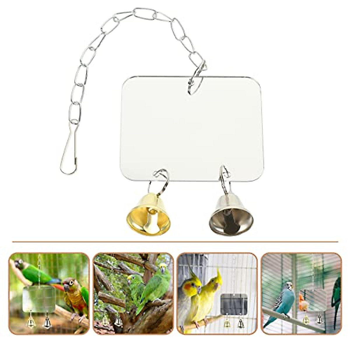 iplusmile 3pcs with Enjoy Cage Self Xxcm Hanging Toys Design Parakeet Canaries Cockatoo Conure for Bells Bell Plaything Outdoor Parrot Decorative Mirror Cockatiel Toy Lovebirds Wind