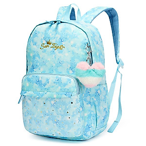 Netlmfg Kids Backpack for Girls Boys | Lightweight Backpack with DIY Cute Accessories | Toddler pack & Casual Bags - Light blue backpack(Girl Boy 6+ Years)