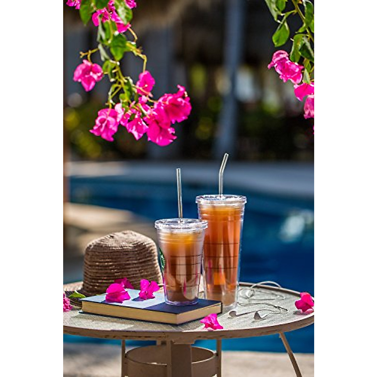 Hummingbird Glass Straws Clear Straight 9" x 7 mm Long Reusable Straw Designed for Yeti and Starbucks Style Tumblers Made Wth Pride in USA - 4 Pack With Cleaning Brush