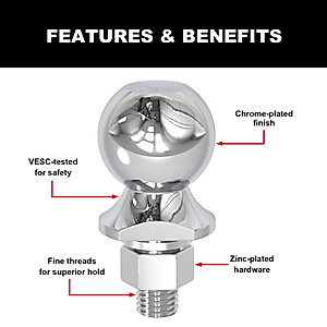 TCE ATRLY2019U Torin 2" Diameter Trailer Hitch Ball: 1.75 Ton (3,500 lb) Capacity