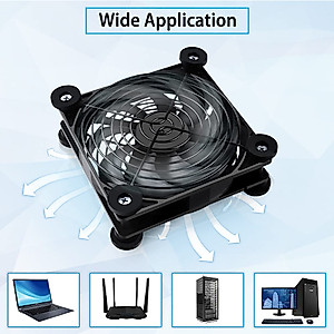 NewHail 2Pack Quiet 120mm USB Fan Dual-Ball Bearings, USB Fan 5V, with L/M/H 3-Degree Speed Controller High Airflow Cooling Fan for Router Modem Receiver DVR PlayStation Xbox TV Box