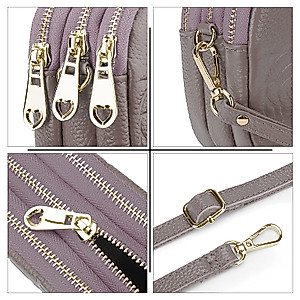 YALUXE Flower Clutch Wristlet Coin Purse Triple Zipper Pocket Womens Genuine Leather Zipper Wallet Pouch