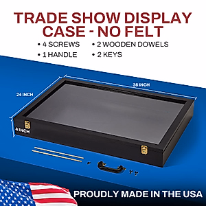 PENNZONI Trade Show Display Portable Case, Clear Acrylic Box for Pastry Display, Display Case for Exhibits w/Wooden Dowels | Black No Felt