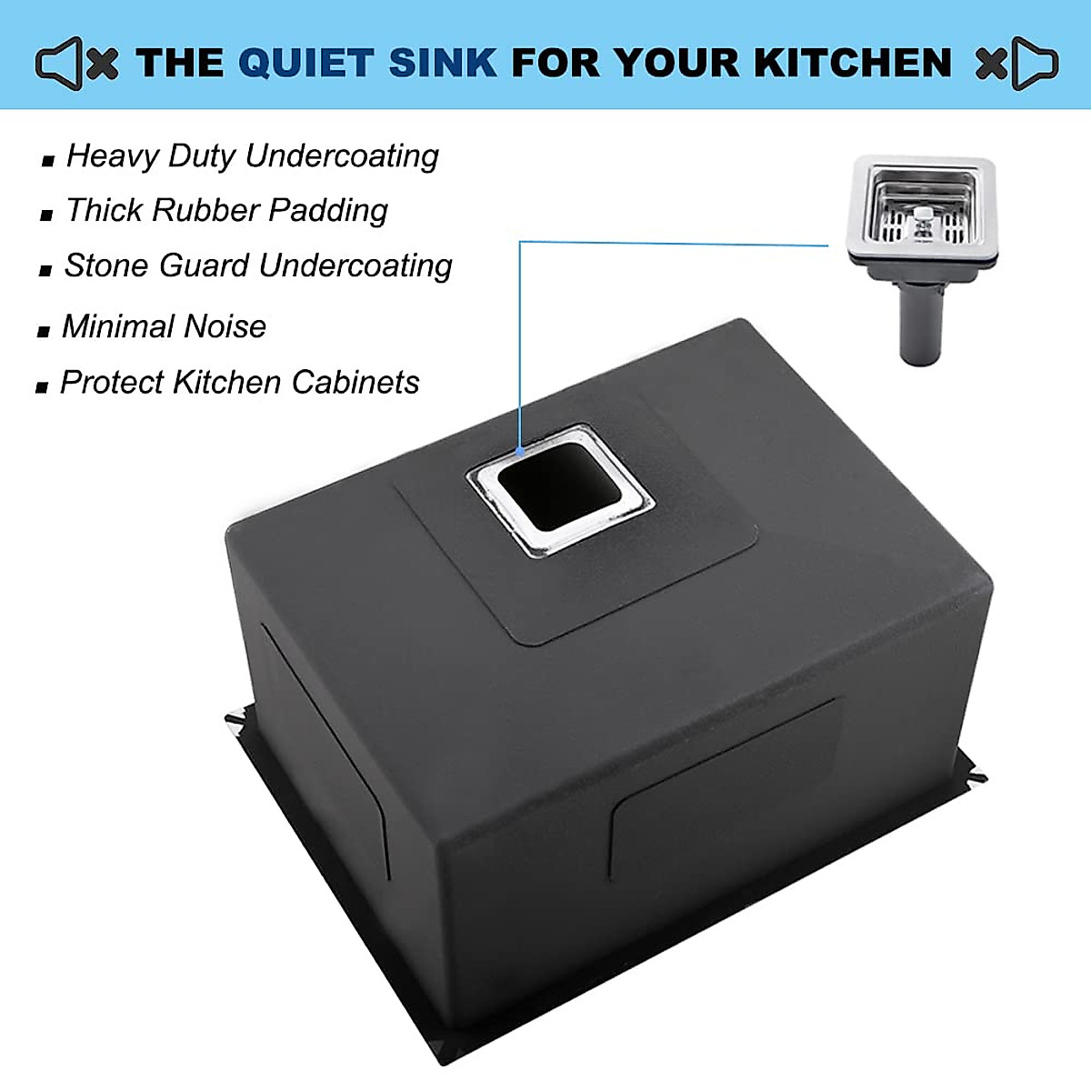 BoomHoze Undermount Laundry Utility Sink, 24"x19"x12" Deep Laundry & Utility Room Sinks 16 Gauge Stainless Steel Laundry Sink Undermount Kitchen Sink Outdoor RV Sink