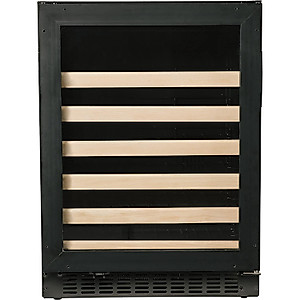 Azure A124WCO Wine Center with 5.1 cu. ft. Capacity Blue LED Lighting ADA Compliant Field Reversible Door 6 Wine Racks with Wood Front in Panel Ready