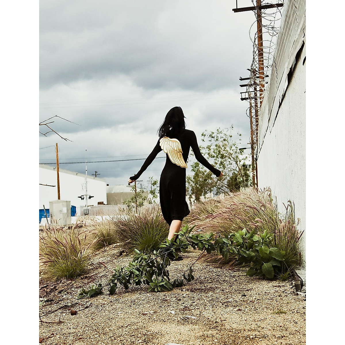 Fydelity Quiver Angel Wings Backpack/Sling Bag Crossbody Festival Bag for Women Rave Bag Retro Crossbody Bag Cute Fanny Pack for Women Fashionable Concert Rave Bag - Gold Holographic