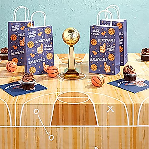 BLUE PANDA Basketball Table Cover, Sports Birthday Party Supplies (54 x 108 in, 3 Pack)