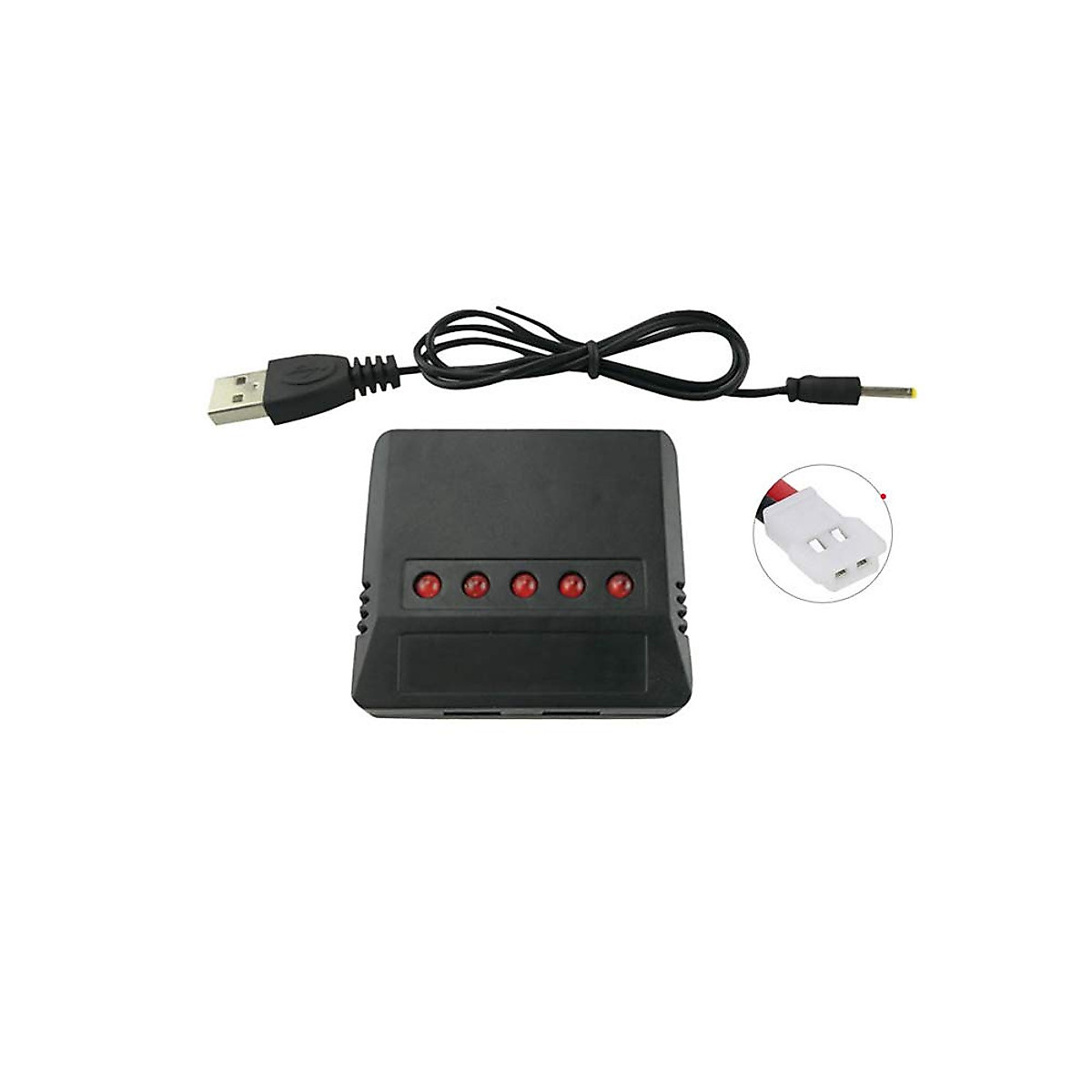 MOONZON 5PCS 3.7V 600mAh Lipo Battery with 5-in-1 Charger for Syma X5C X5C-1 X5A X5 X5SC X5SW H5C V931 S5C S5W SS40 FQ36 T32 T5W H42 Remote Control Drone