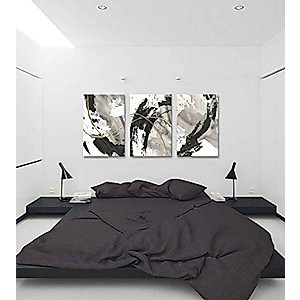 Black and White Canvas Art Wall Decor for Living Room Framed Abstract 3 Piece Gold Gray Print Painting Modern Artwork 16x24in x3