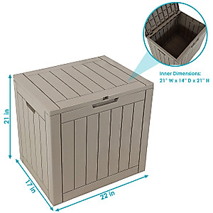 Sunnydaze 32-Gallon Faux Wood Design Outdoor Deck Box - Lockable Lid and Side Handles - Driftwood