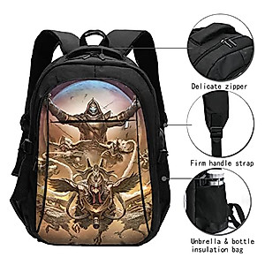 Jrktuwdg De-stiny 2 Men Women Backpack Shoulder Bag with USB Charging Port Bookbag Laptop Backpacks