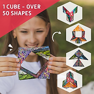 CUBENDI Geometric Origami Puzzle - Infinity Fidget Cube for Adults, Kids & Teens – Mesmerizing & Magnetic Shape Shifting Box w/48 Rare Earth Magnets - by Fun in Motion Toys (Scribble)