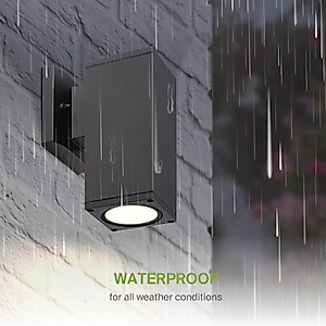 ASD LED Up Down Wall Lights Cylinder Outdoor, Photocell Dusk to Dawn, 18W (120W Eq) 1500Lm 120-277V 3000K-4000K-5000K Options, Matte Black Exterior Wall Sconce, Wall Lantern, ETL & Energy Star