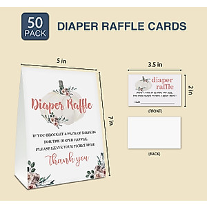 Yuansail Diaper Raffle Tickets For Baby Shower, Floral Pumpkin Themed Cards, Party Favors For Baby Showers Game Cards, 1 Sign & 50 Cards Per Pack – (bb004-niaobu)
