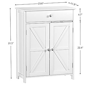 Irontar Bathroom Cabinet, Freestanding Bathroom Storage Cabinet with Drawer and Adjustable Shelf, Kitchen Cupboard, Floor Cabinet for Bathroom, Home Office, Entryway, White CWG008W