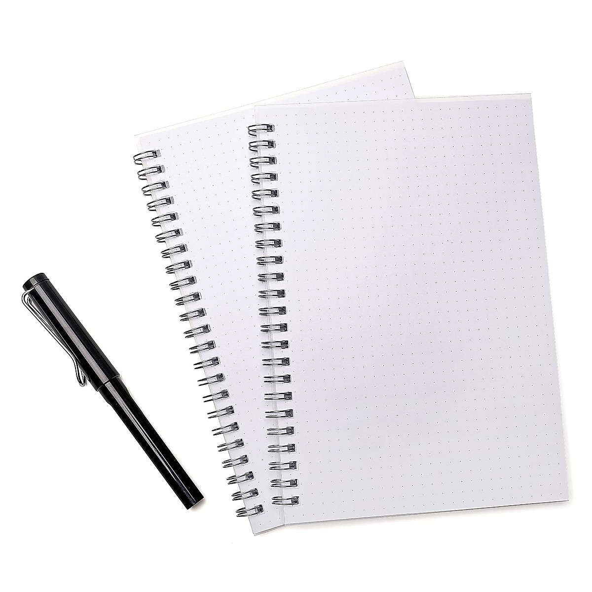 DENSET HBTDM Dot Grid Spiral Notebooks - 2 Pack | College Ruled | 100 Pages (50 Sheets) | Thick Kraft Paper Cover, Versatile Memo Diary Journals for School and Work ，8.4 inches x 5.7 inches