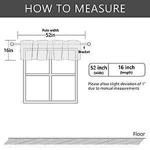 MRTREES Grey Valance Curtains Blackout Rod Pocket Tier Valances for Kitchen Windows/Living Room/Bathroom, 52 x 16 Inches Length, 1 Panel