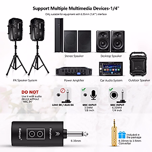 Wireless Microphone, Uhf Metal Dynamic Handheld Karaoke Mic, Rechargeable Receiver (Work 6hs),160ft Range, for Karaoke, Singing, Stage, Wedding, Speech, Karaoke Machine, Speaker, Amplifier, Mixer