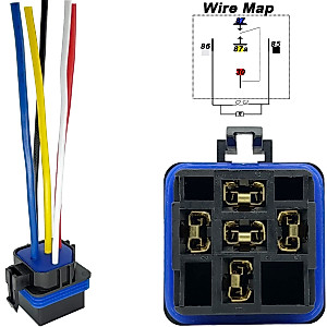 irhapsody 1 PACK 40/30 AMP 12V DC Waterproof Relay and Harness - Heavy Duty 12 AWG Tinned Copper Wires, 5-PIN SPDT Automotive Relay
