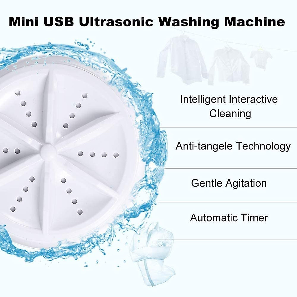 Pathak Mini Washing Machine Portable Ultrasonic Turbine Washer,Portable Washing Machine with USB and Speed Control for Travel Business Trip or College Rooms (New Model)