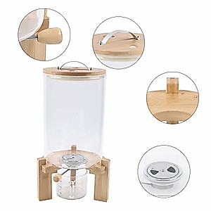PIOJNYEN Glass Rice Dispenser with Stand, Glass Food Storge Container for Kitchen Pantry Organization, Flour and Cereal Container with Airtight Lid and Bamboo Stand, 7.5L…