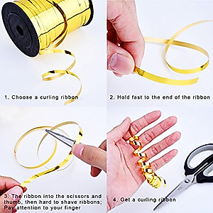 3/16 Inch Crimped Curling Ribbon Balloon Ribbon Spool 500 Yard for Christmas Balloons or Gift Wrapping(Metallic Gold)